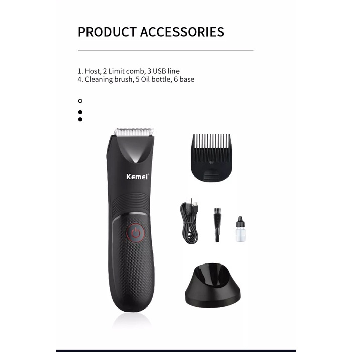 Kemei Groin Area Hair Trimmer Lawn Mower Ceramic Blade Waterproof Wet Dry Clippers Pubic Armpit ...