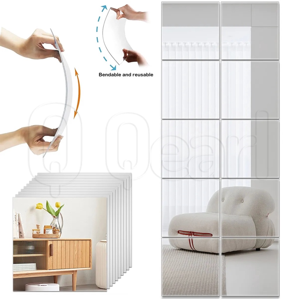 Square 3D self-adhesive Acrylic Mirror Wall Sticker / DIY Free ...