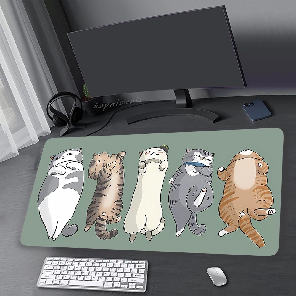 Kawaii Cute Cat Mouse Mat Gaming Mousepad Keyboard Mat Home Office ...