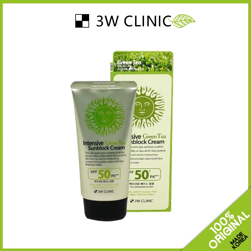 3w Clinic Green tea Sunscreen Intensive Uv Sunblock Cream SPF50+/PA ...