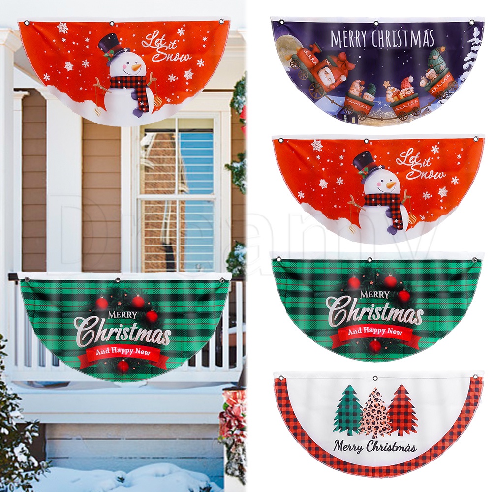 Creative Santa Claus Semicircular Hanging Flag / Christmas Themed Fan ...
