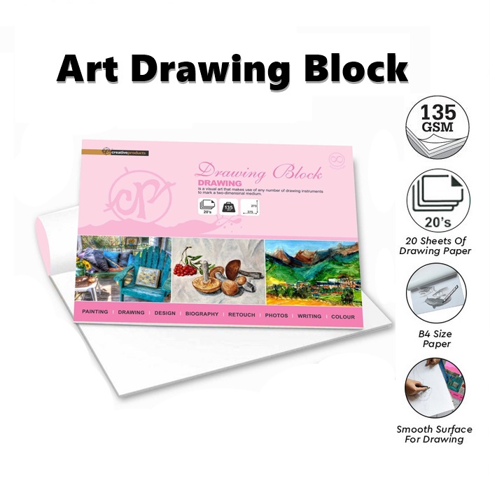 CP B4 Art Drawing Block 20 Sheets 135gsm /Kertas Lukisan Drawing Book ...