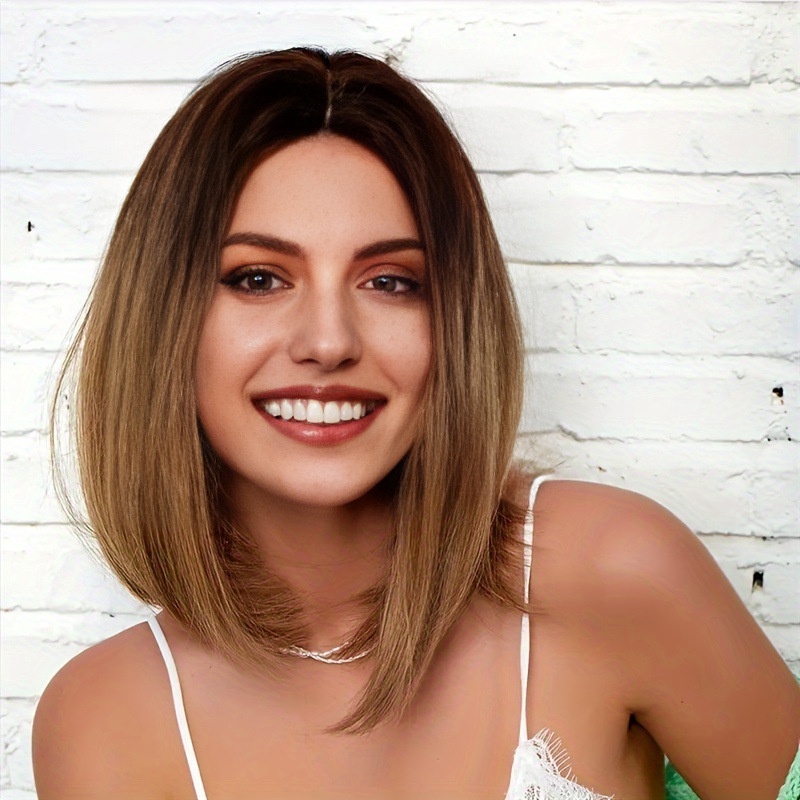 Wig Lady Gradient Medium Long Hair Full Head Wig | Shopee Malaysia