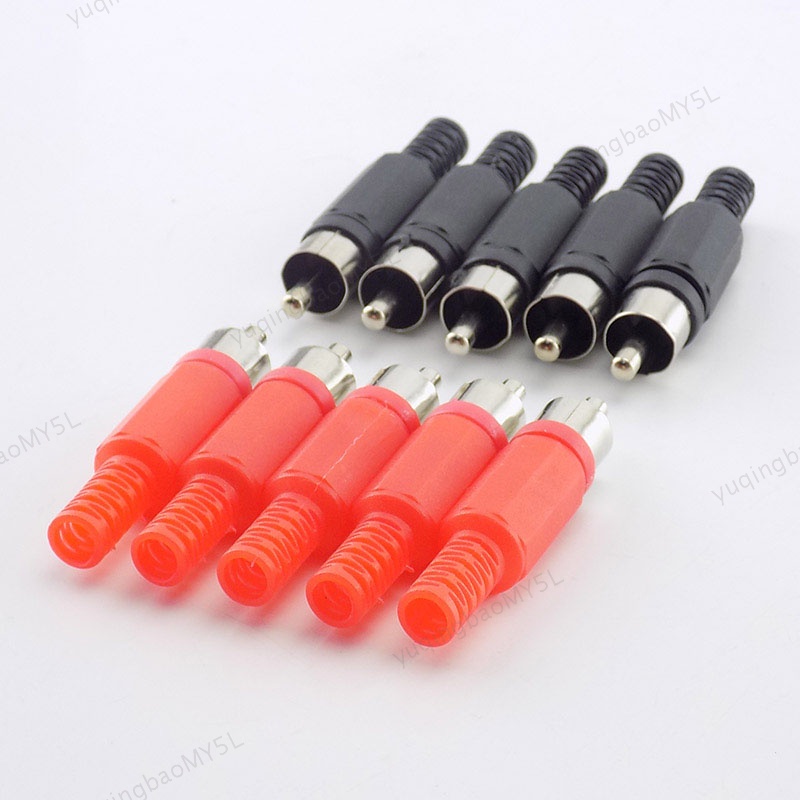 RCA Male Jack Connector Adapter Solder Audio Video Plug Handle Stereo ...