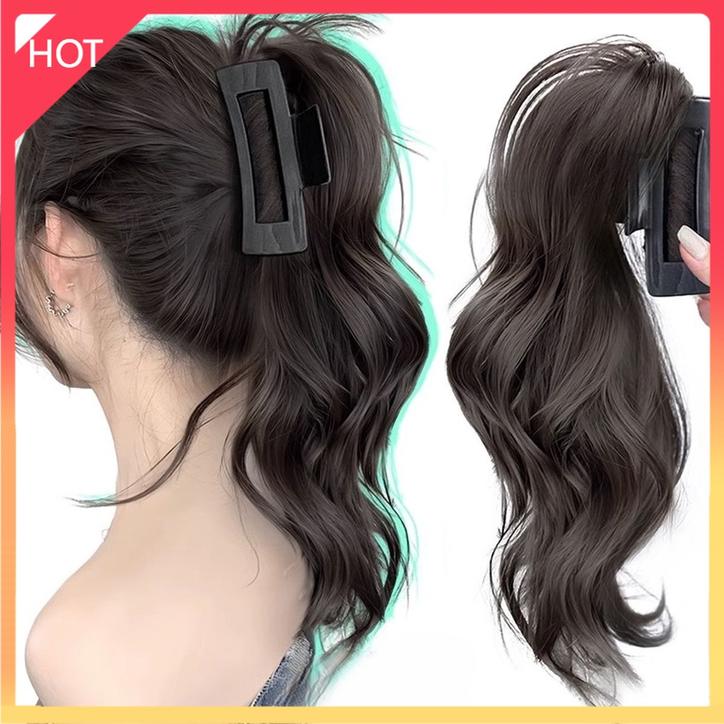 Women's hair extension ponytail grip synthetic wig curly ponytail wavy ...