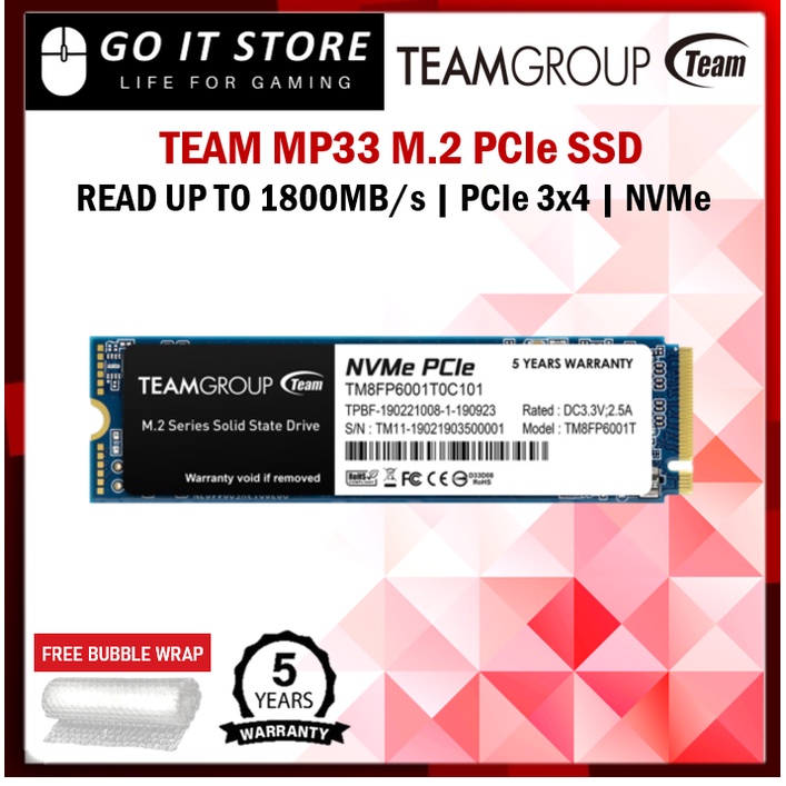 TeamGroup SSD MP33 1TB NVMe PCIe Gen3x4 M.2 Internal Solid State Drives ...