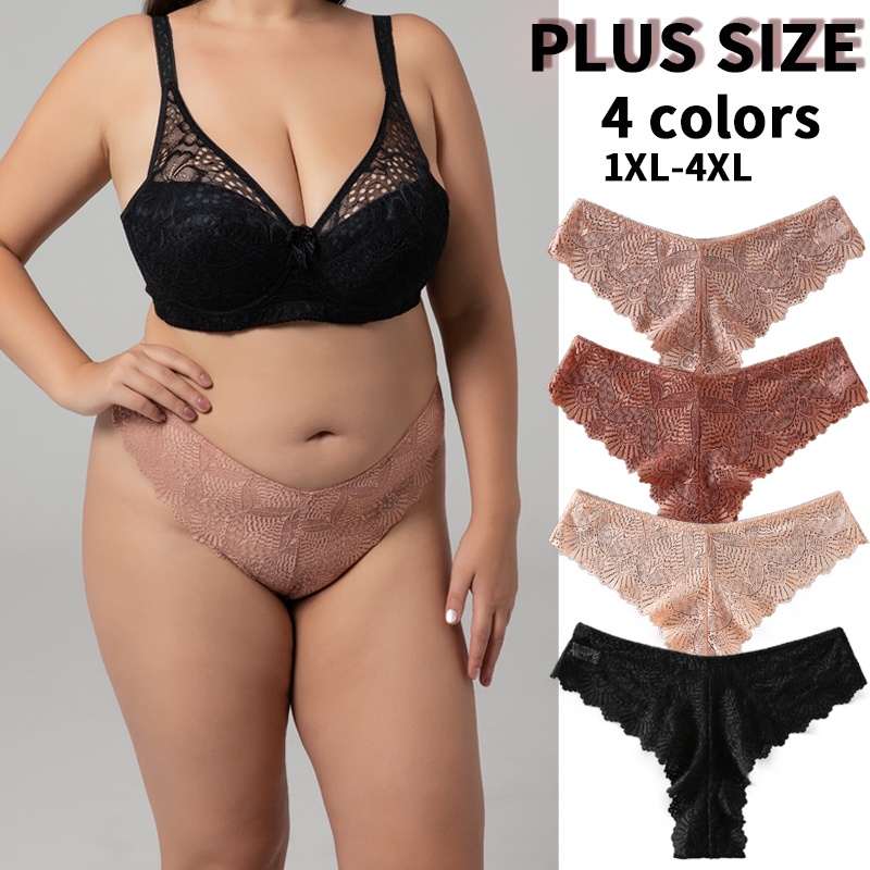AMVI Panty Plus Size for Women Cotton XL-4XL Lingerie Female Thong Lace Underwear Floral Panties ...