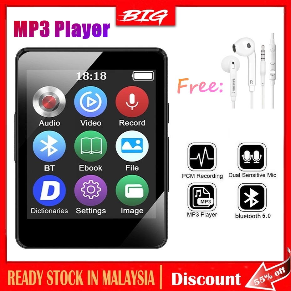 MP3 Player Bluetooth Full Screen Walkman Portable Sport Mp4 Video Music ...