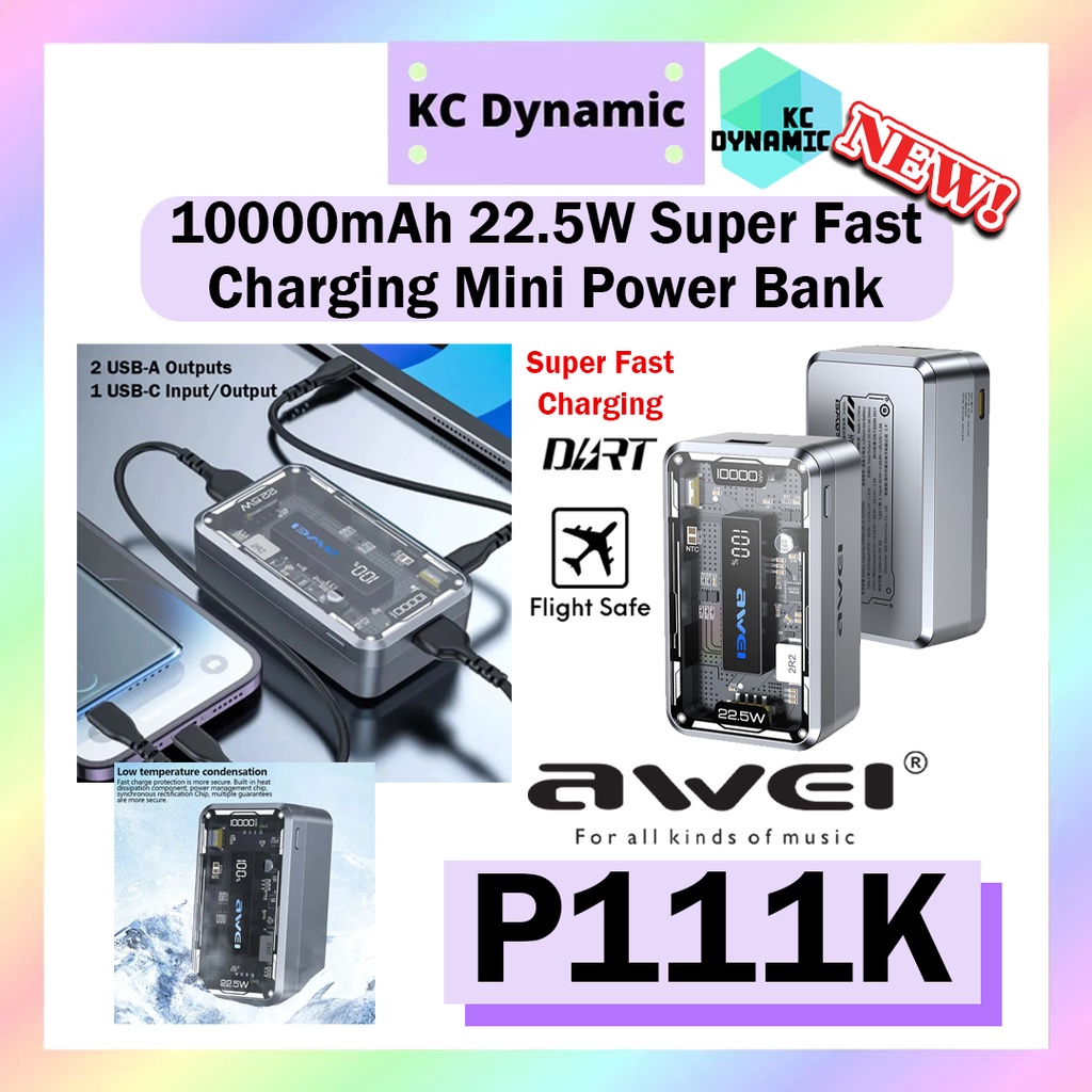 Awei P111K 10000mAh 22.5W Super Fast Charging Mini Powerbank ...