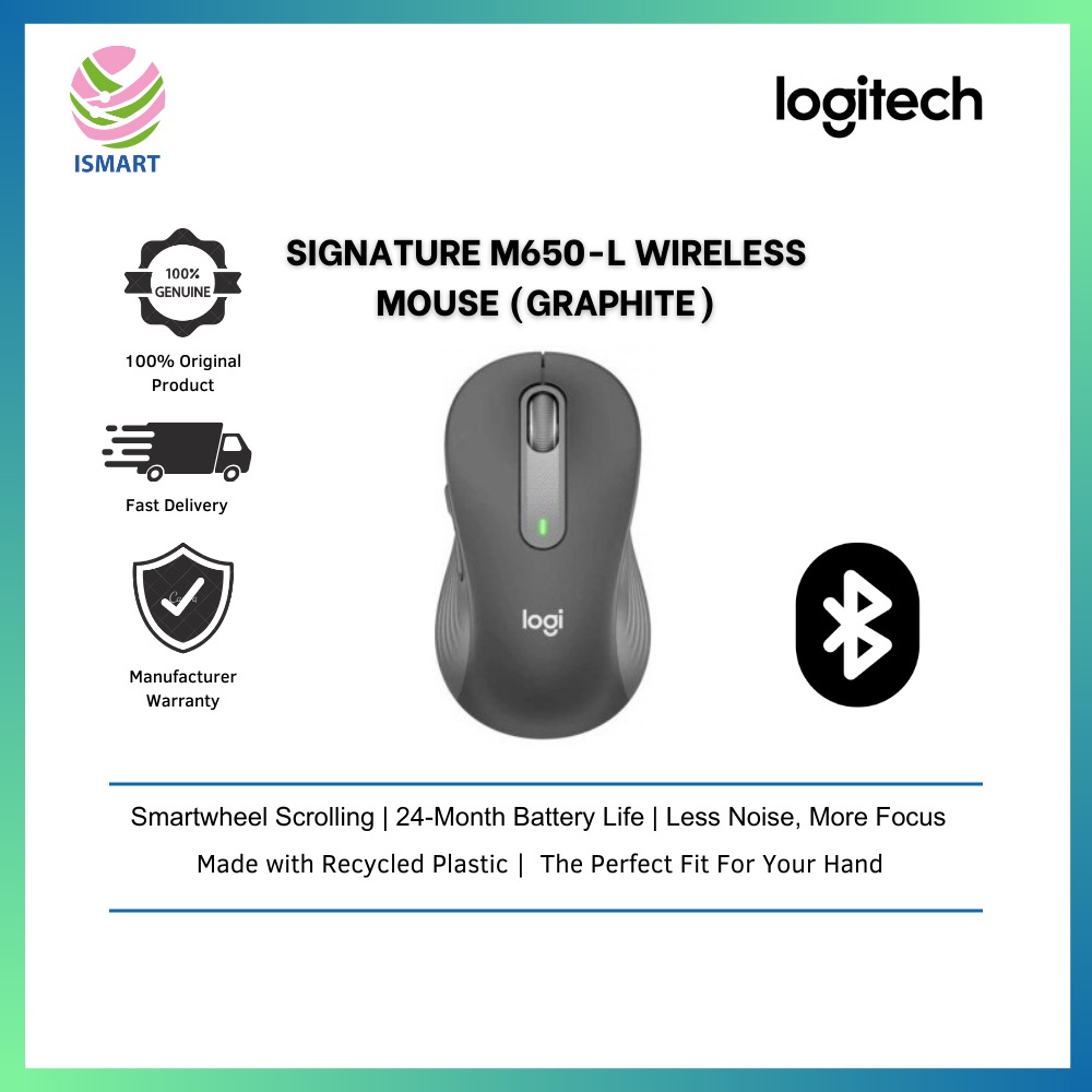 LOGITECH SIGNATURE M650-L WIRELESS MOUSE (GRAPHITE) | Shopee Malaysia