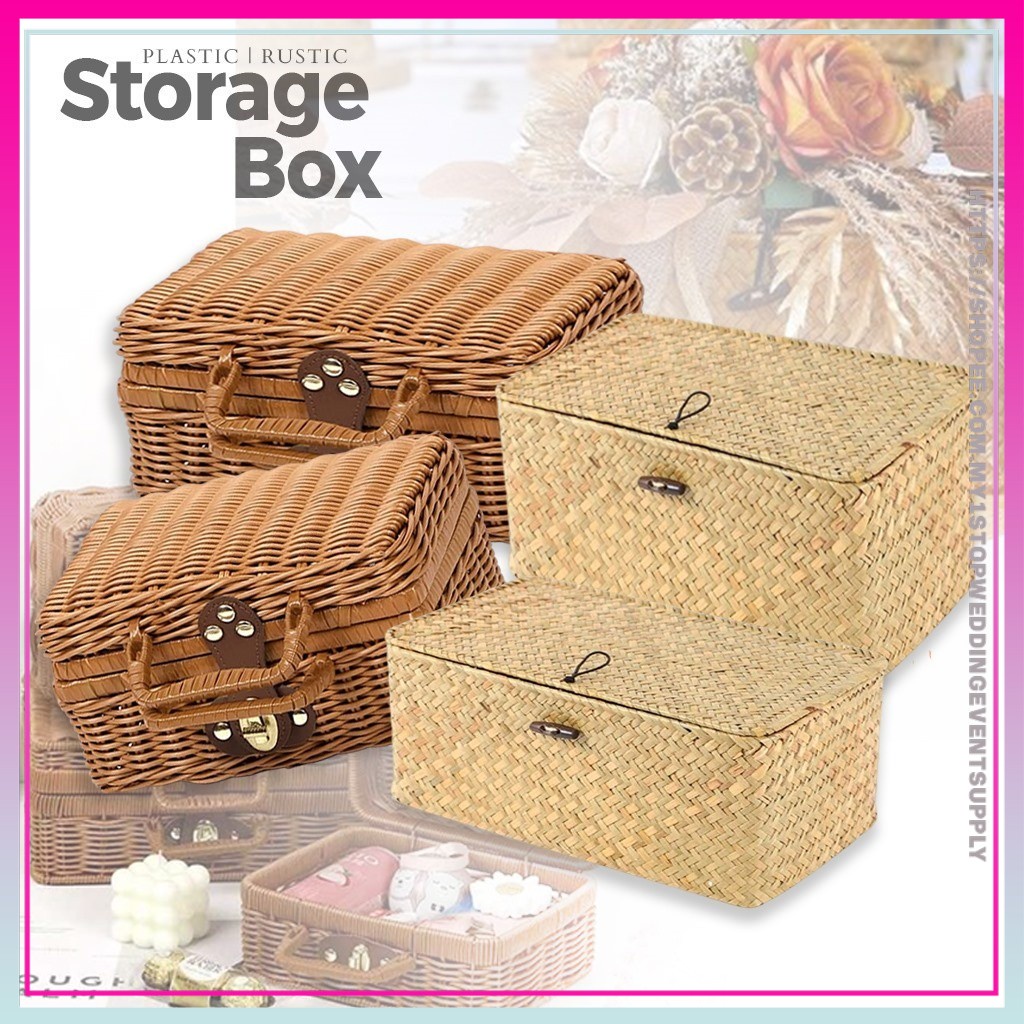 1 PCS - HAND CARRY BOX/STORAGE BOX/RATTAN BOX/SUITCASE/RUSTIC WOOD CASE ...