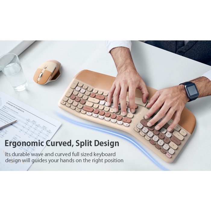 Ergonomic Keyboard and Mouse 2.4G USB Wireless Comfortable Natural ...