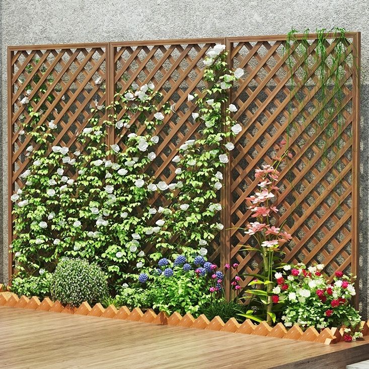 Anti-corrosion wood fence wood balcony trellis partition grid climbing ...