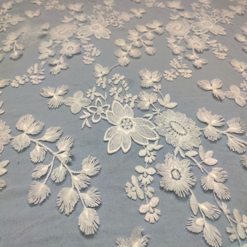 Mesh Fabric Three-Dimensional 3D Flower Embroidery Water-Soluble Milk ...