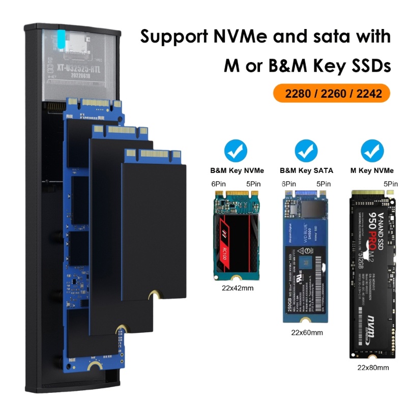 R* Aluminum M 2 NVMe SSD Enclosure Box Support USB 3 1 10Gbps Fast Data ...