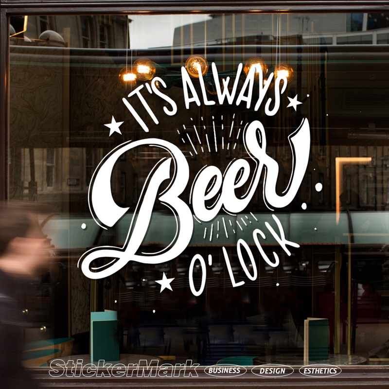 Pub Bar Glass Door Window Stickers Tavern Wall Vinyl Decoration Beer O ...