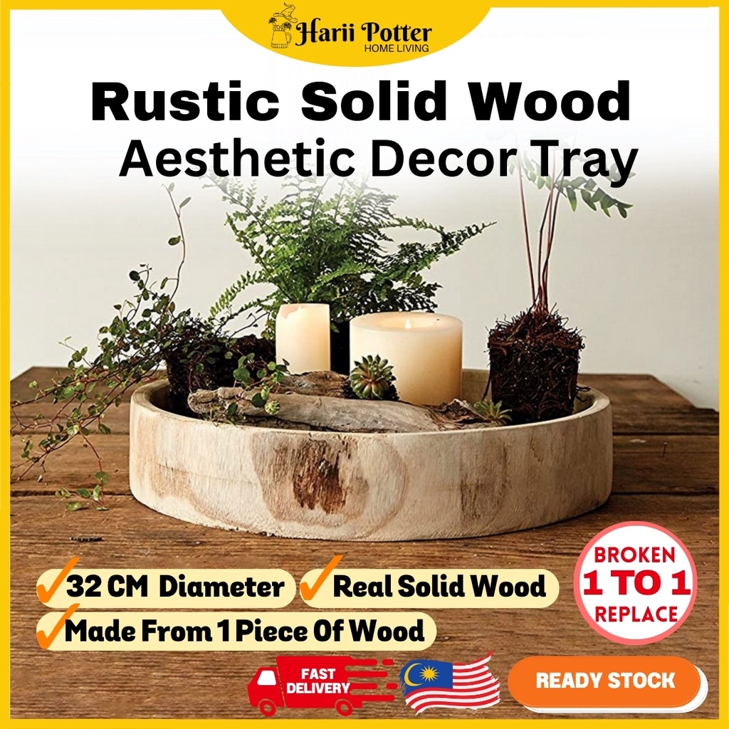 Wooden Tray Decor Tray Nordic Tray Solid Wood Rustic Retro Decoration ...