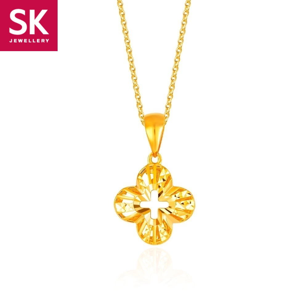 SK 916 Clover Cross Gold Pendant | Shopee Malaysia