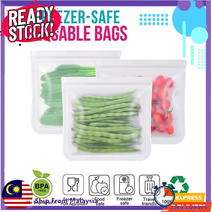 Silicone Food Storage Containers Leakproof Containers Reusable Stand Up Zip Shut Bag Fresh Bag ...