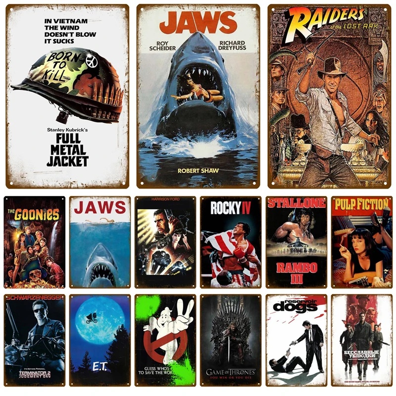 JAWS Raiders Metal Sign Industrial Deco Vintage Poster Vintage Retro ...