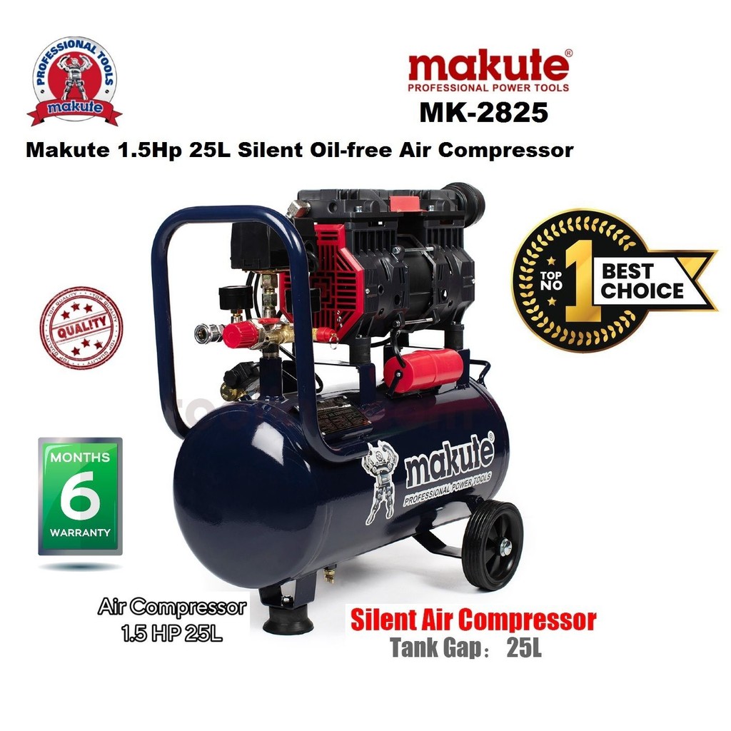 Makute 1.5Hp 25Litre 115psi Low Noise Oil-Free Air Compressor | Shopee ...