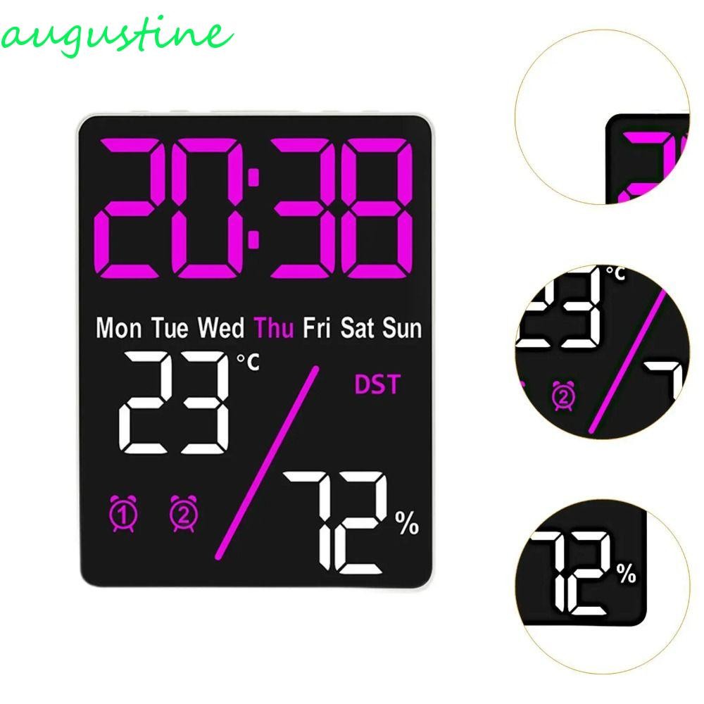 AUGUSTINE Digital Clock, Brightness Adjustment Humidity Led Electronic ...