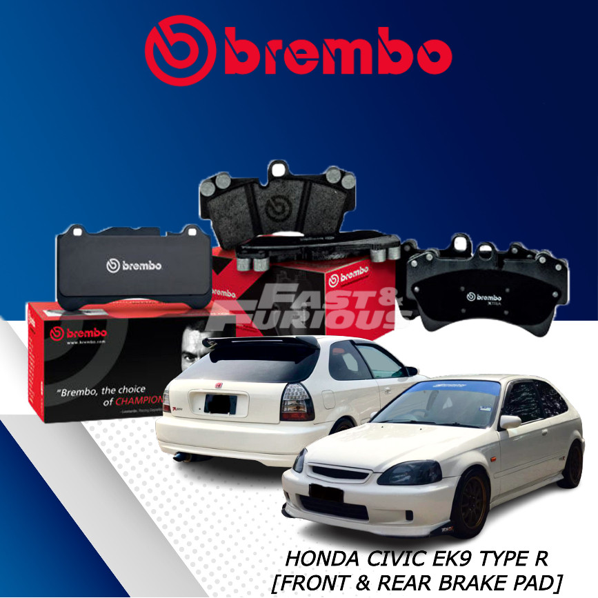 ORIGINAL BREMBO HONDA CIVIC EK9 TYPE R BRAKE PAD FRONT (DEPAN) & REAR ...