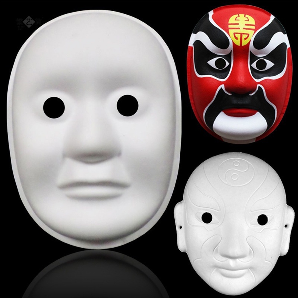 Beijing Opera Face Mask White Paper Mask Half Face Masquerade Mask DIY ...