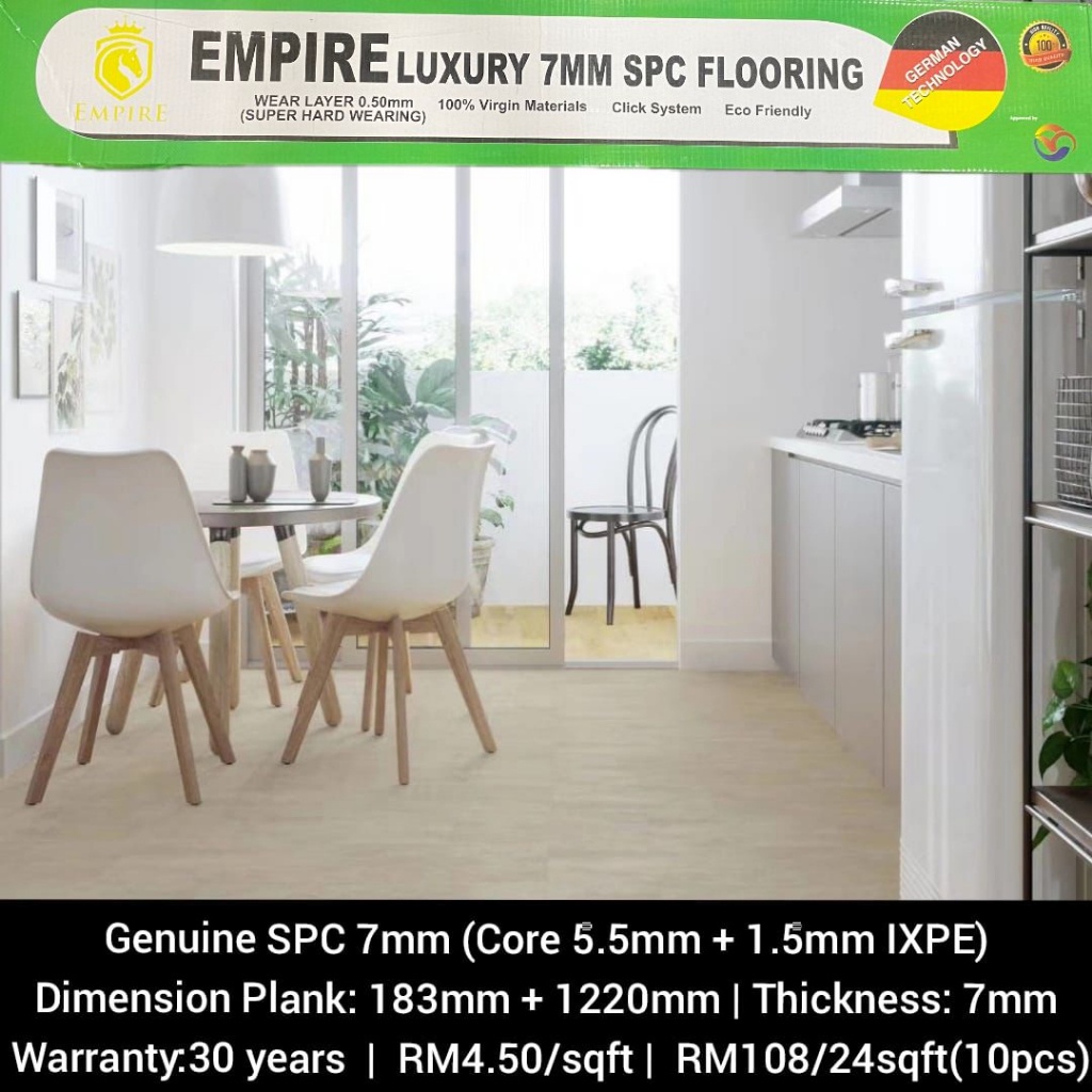 SPC Flooring 7mm (Core 5.5mm + 1.5mm IXPE) | Shopee Malaysia
