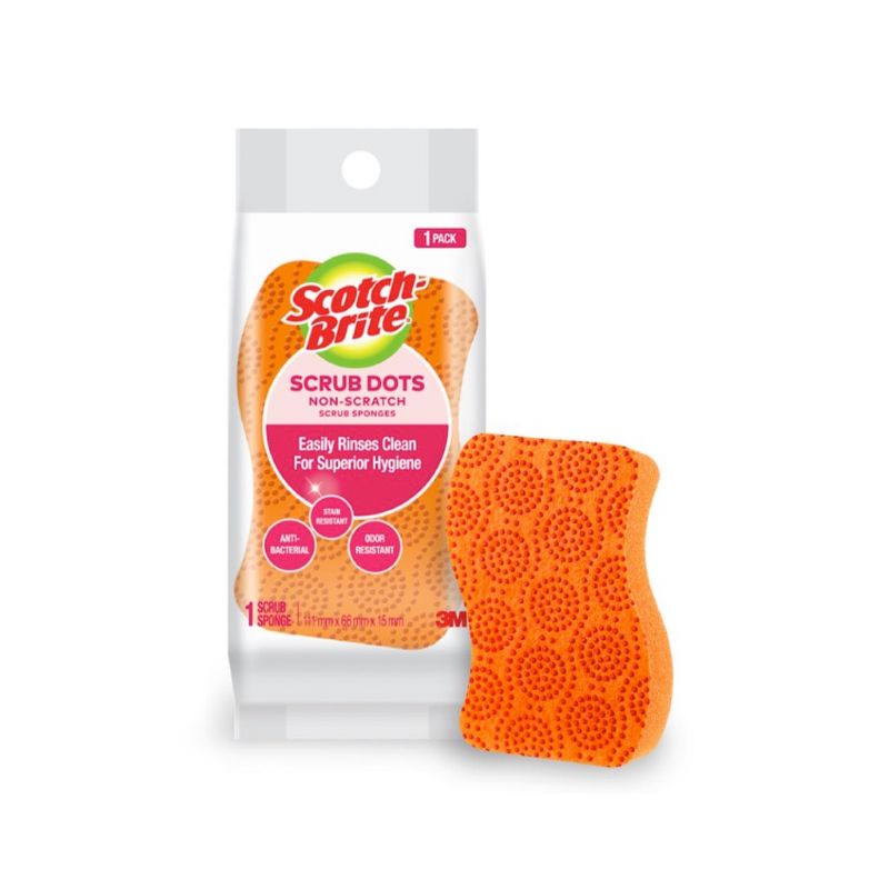 3M Scotch Brite Non Scratch Orange Scrub Dots Antibacterial Scrub ...