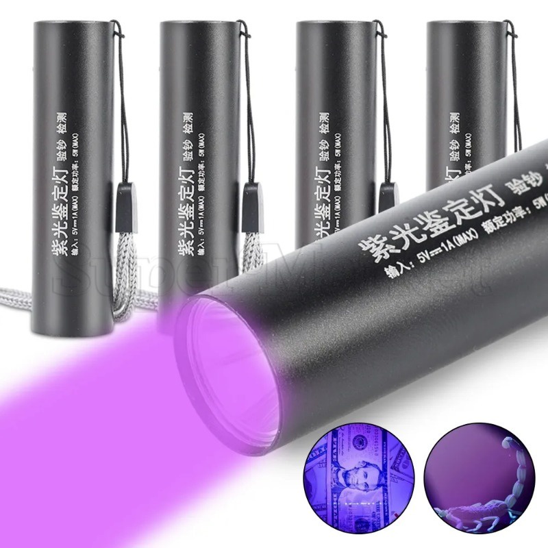 365nm UV Flashlight / USB Rechargeable Waterproof Ultra Violet Light ...