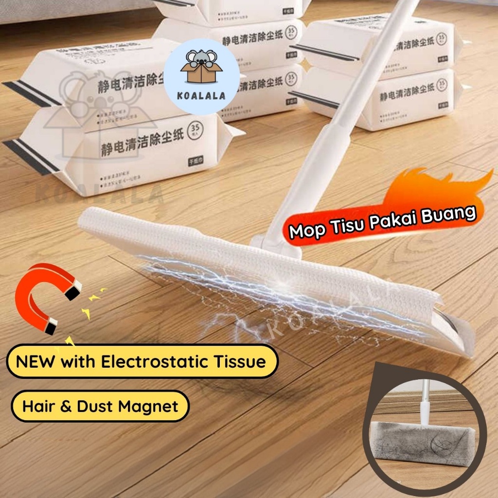 Electrostatic Flat Mop Tisu Pengelap Lantai Mop Tisu Pakai Buang Dust ...