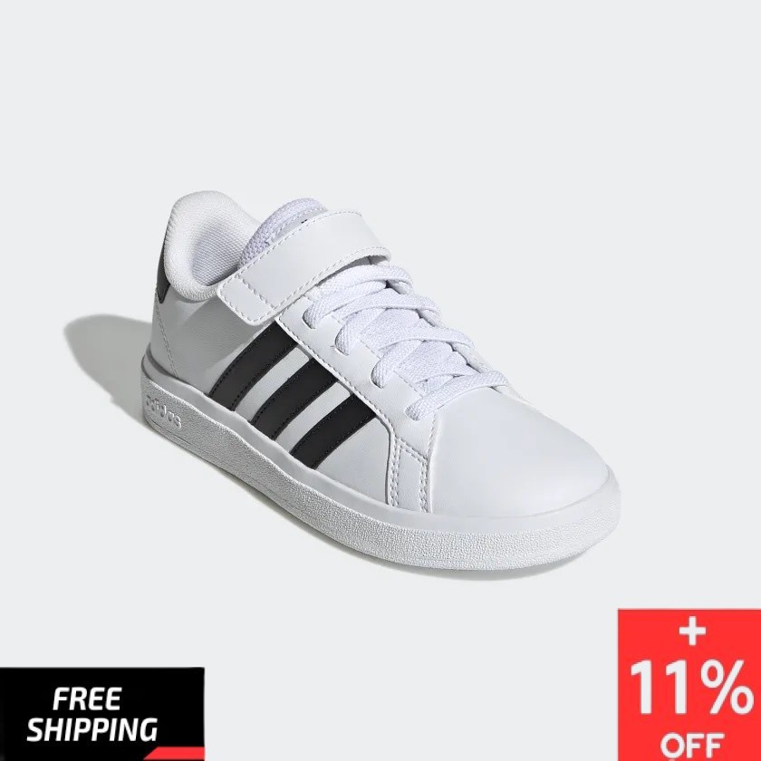 Adidas GRAND COURT COURT ELASTIC LACE AND TOP STRAP SHOES Kids Sneaker ...
