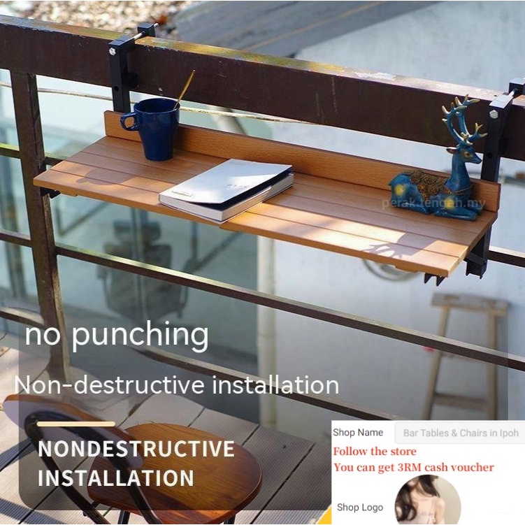Ready Stock# Nordic Folding Hanging Table Outdoor Bar Table Balcony ...