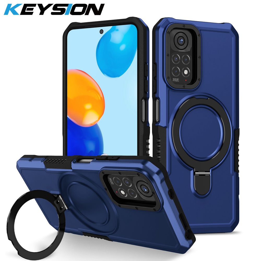 KEYSION Shockproof Case for Redmi Note 11 Pro 5G 11S Global Ring Stand ...