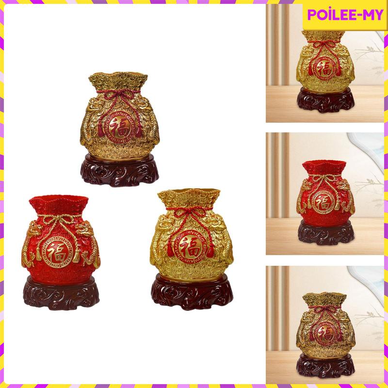 [PoileeMY] Chinese New Year Feng Shui Blessing Bag Vase Decor Resin ...