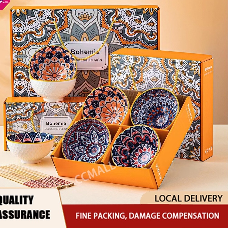 Bohemian Rice Bowl Porcelain Bowl Ceramic Bowl Mangkuk Keramik Soup ...