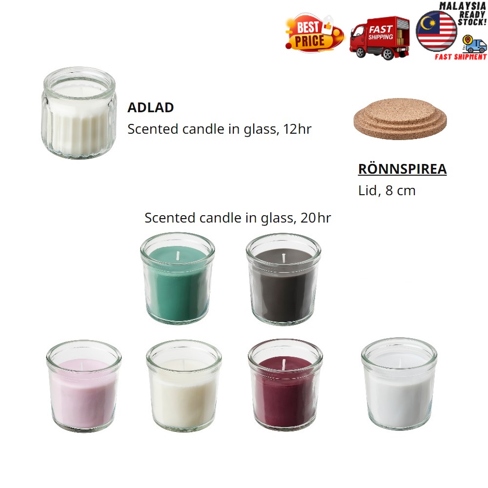MINIKEA [12hrs/20hrs] Scented Tealight in Glass . Colored Candle ...