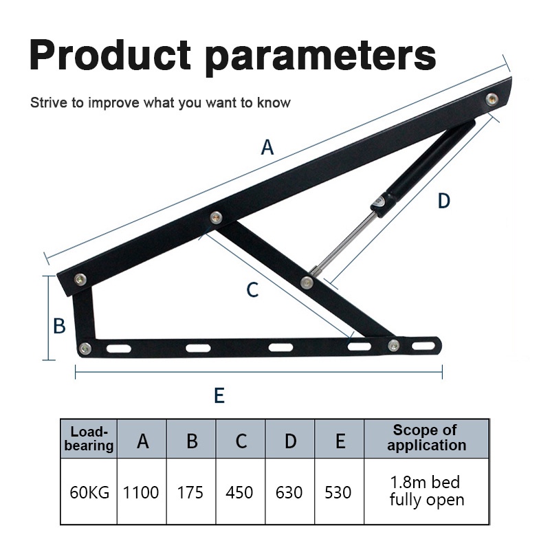 110cm Bed Hydraulic Rod Furniture Hydraulic Bar Lifter Tatami Pneumatic ...