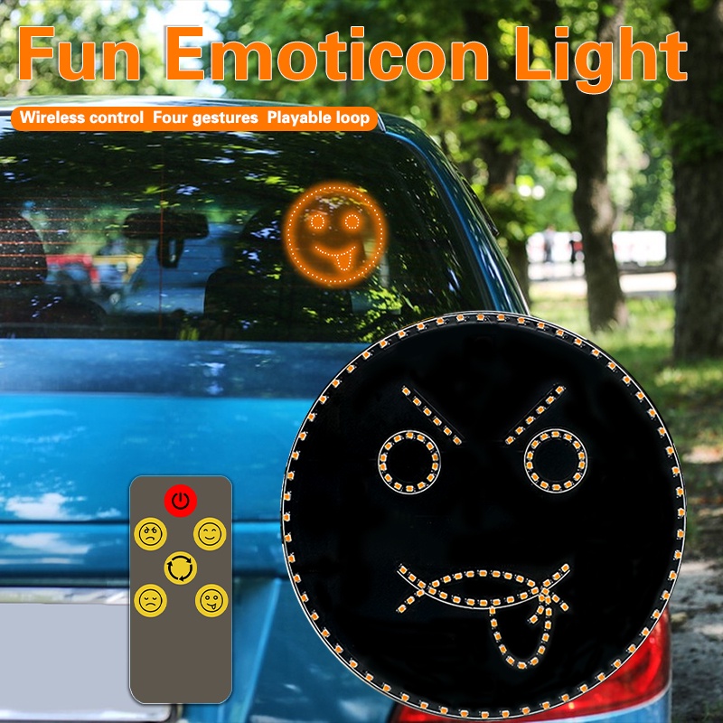 Car LED Fun Expression Light Smiley Face Lights With Remote Control ...