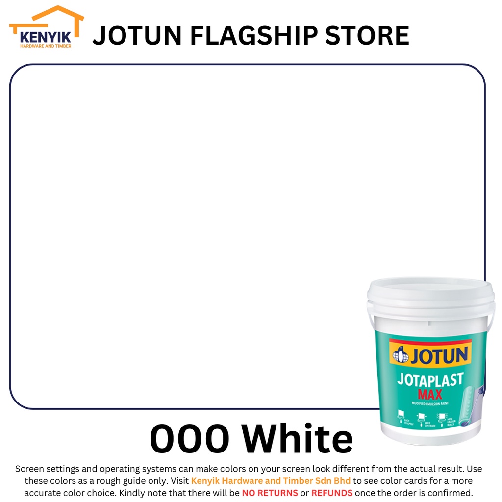 JOTUN 18L Jotaplast Max 000 White (Cat Kapur / Emulsion Paint) | Shopee ...