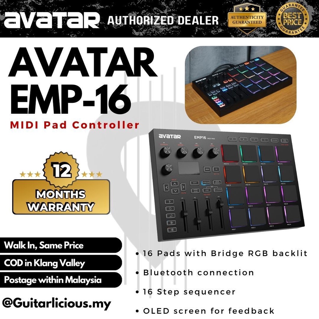 Avatar EMP-16, 16 Step Sequencer MIDI Pad Controller DJ Music Editing ...