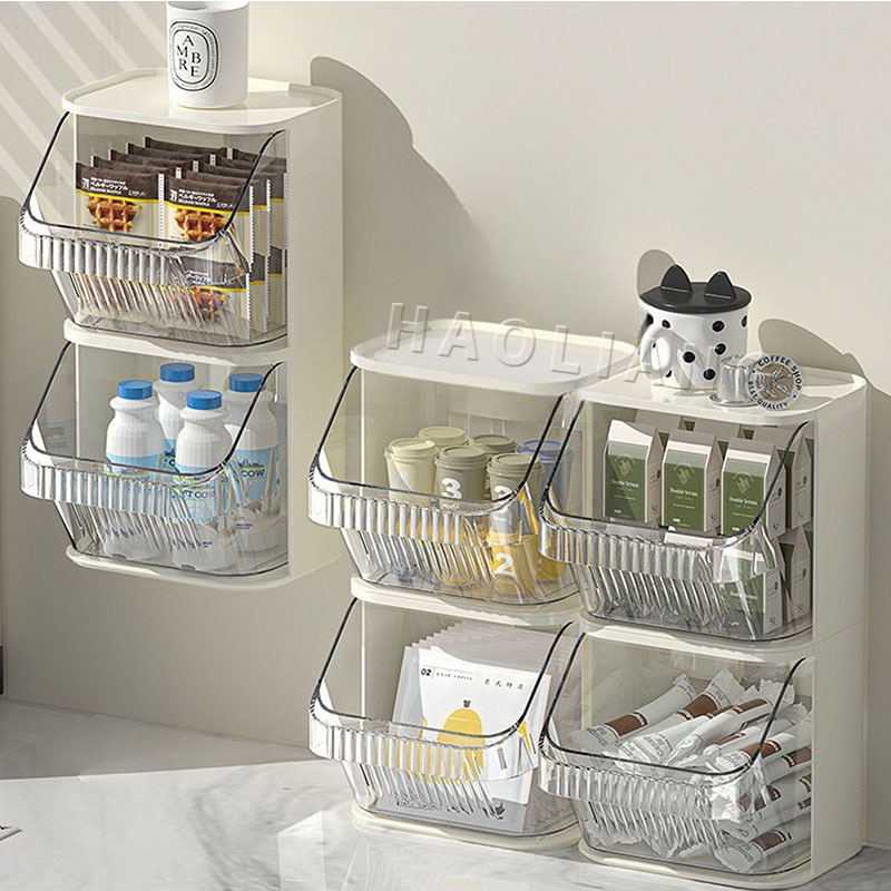 Desktop Storage Box Stackable Tea Bag Storage Box Transparent Wall ...