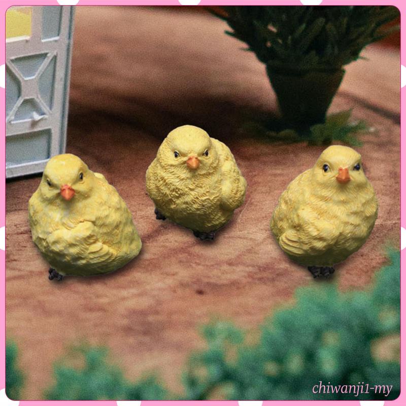 [ChiwanjicdMY] 3x Chick Resin Statue Sculptures Chicken Figurines ...