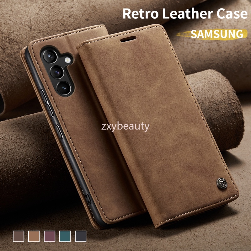 Retro Leather Purse Casing For Samsung Galaxy S25 S24 Ultra Plus FE 5G 2025 Phone Case Luxury ...