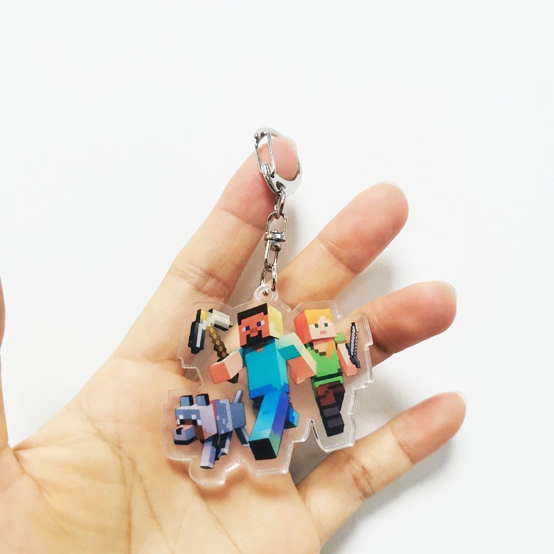 Minecraft Acrylic Keychains Figure Pendant Keyring Zinc Alloy Chain Bag ...
