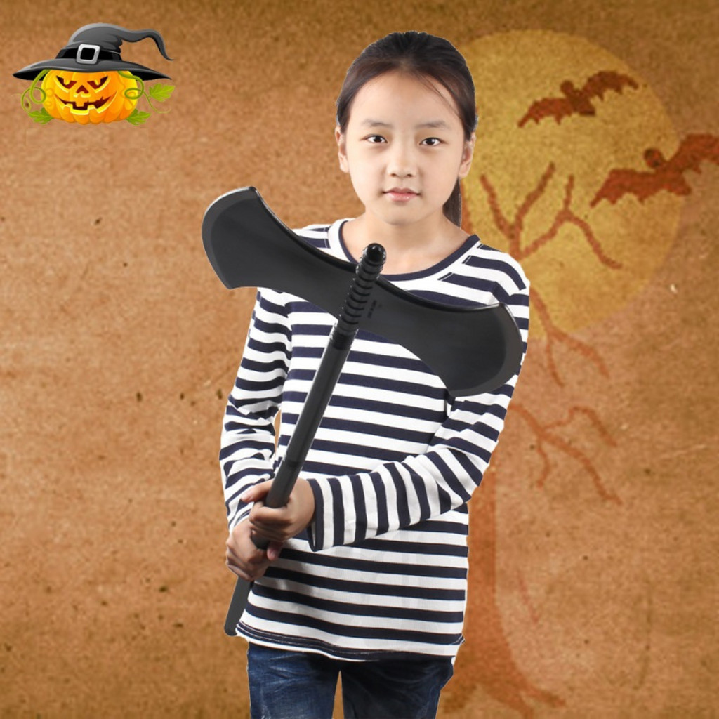 Halloween Stage Props Sickle Double-Sided Axe Red Three-Pronged Three ...