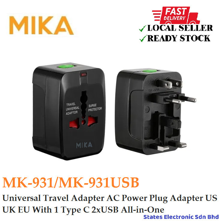 MIKA MK-931 Universal Travel Adapter AC Power Plug Adapter US UK EU ...