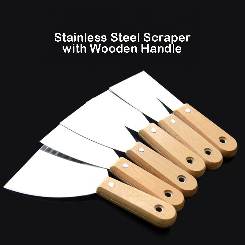 Stainless Steel Scraper Putty Knife | Wooden Handle | 1–6 Inch ...