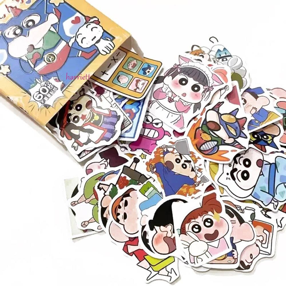 HARRIETT 60PCS Crayon Shin-Chan Stickers, Cartoon Waterproof Stationery ...